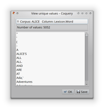 Output menu — Coquery 0.10.0 documentation